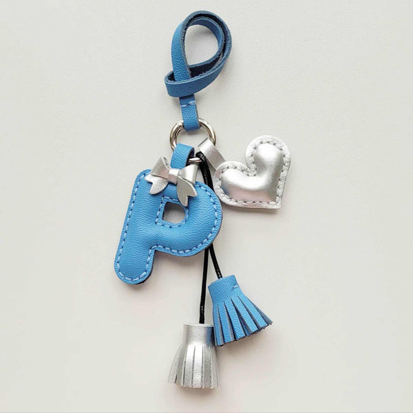 Letter Bag Charm - Handmade Leather Initials Keychain | WittyWilding