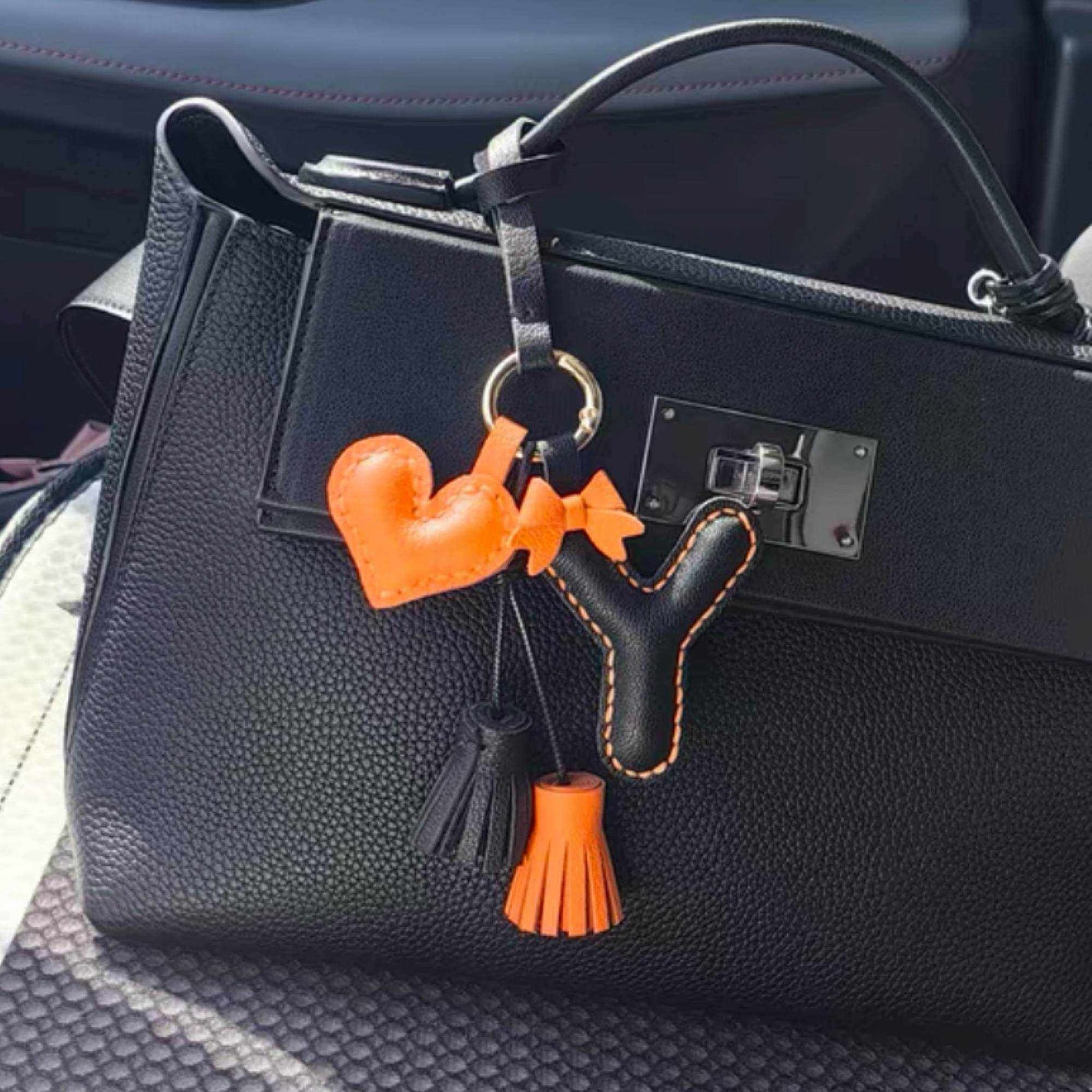 Letter Bag Charm - Handmade Leather Initials Keychain | WittyWilding