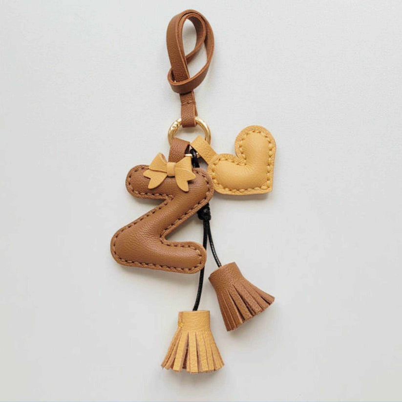 Letter Bag Charm - Handmade Leather Initials Keychain | WittyWilding