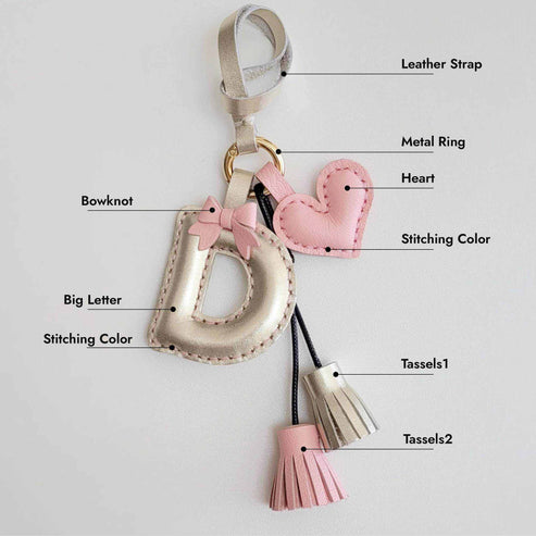 Letter Bag Charm - Handmade Leather Initials Keychain | WittyWilding