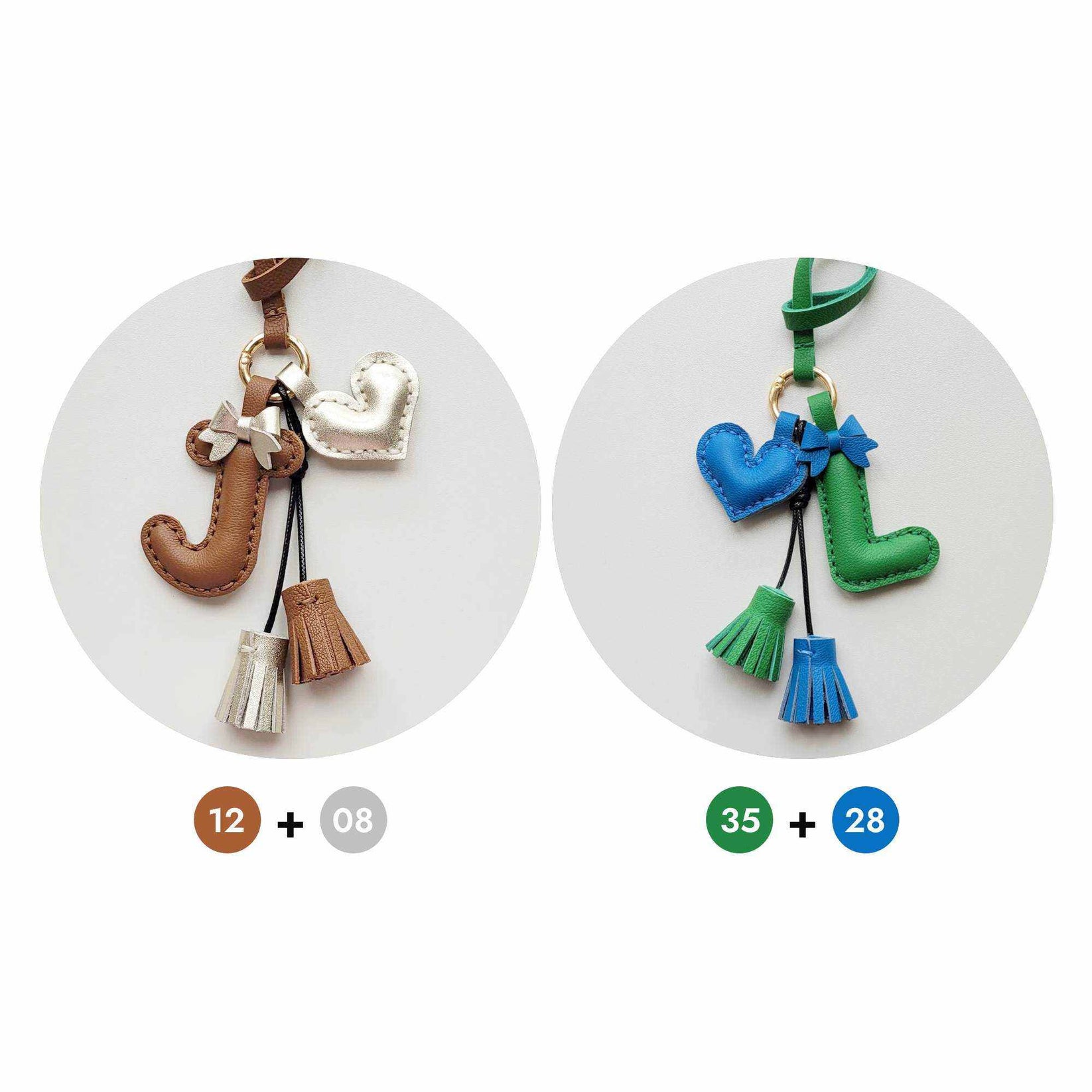 Letter Bag Charm - Handmade Leather Initials Keychain | WittyWilding