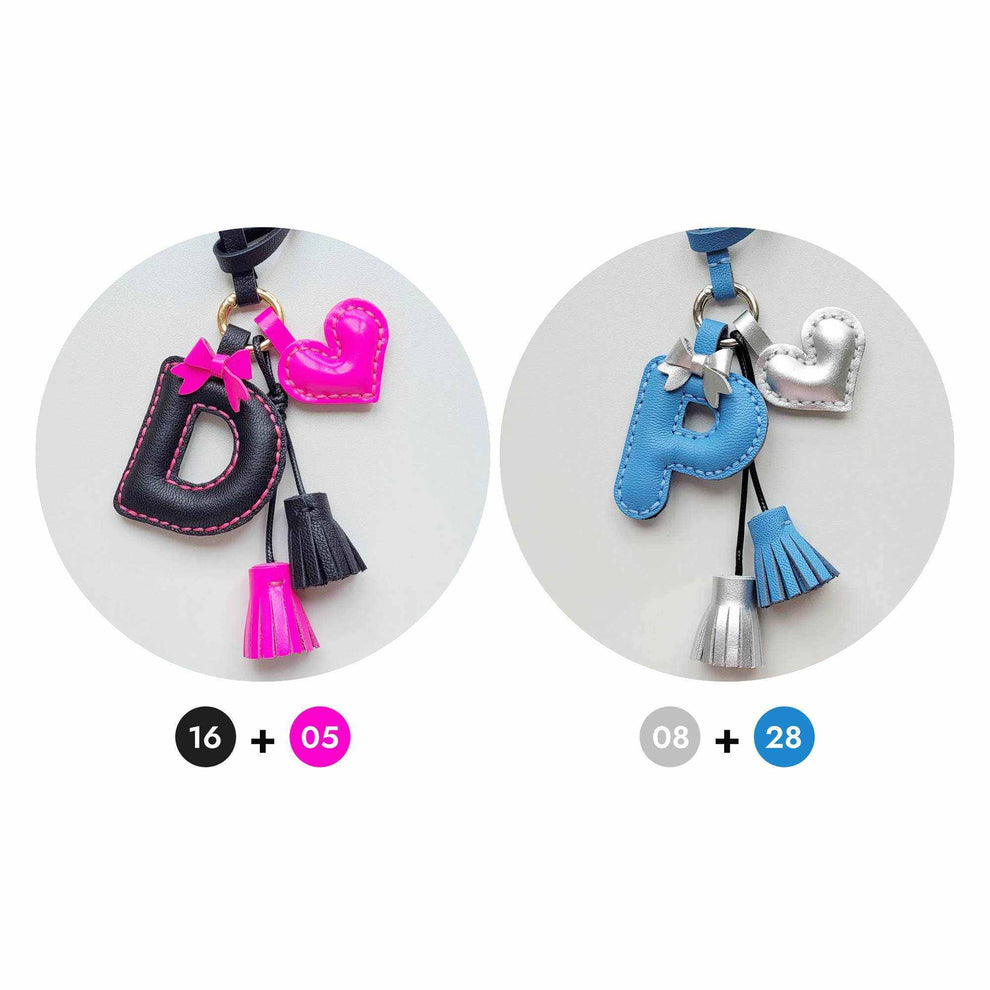 Letter Bag Charm - Handmade Leather Initials Keychain | WittyWilding