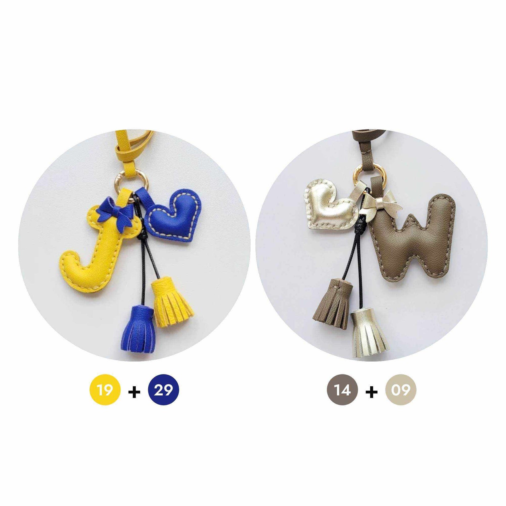 Letter Bag Charm - Handmade Leather Initials Keychain | WittyWilding