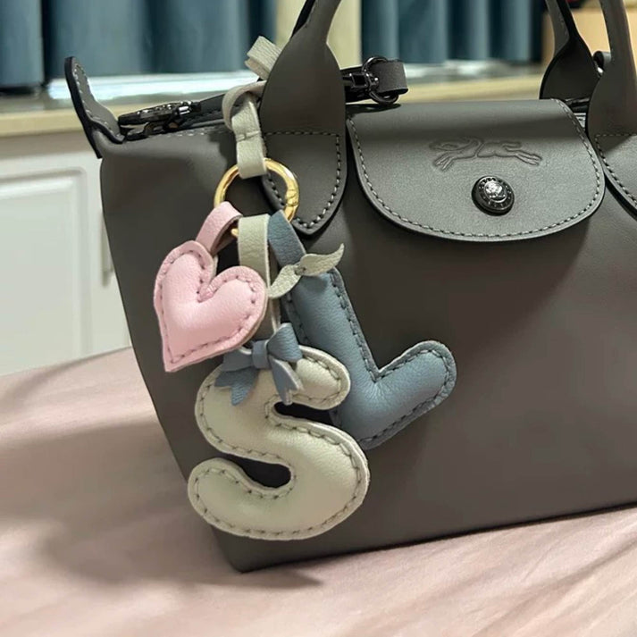 Letter Bag Charm - Custom Leather Alphabet Keychain | WittyWilding