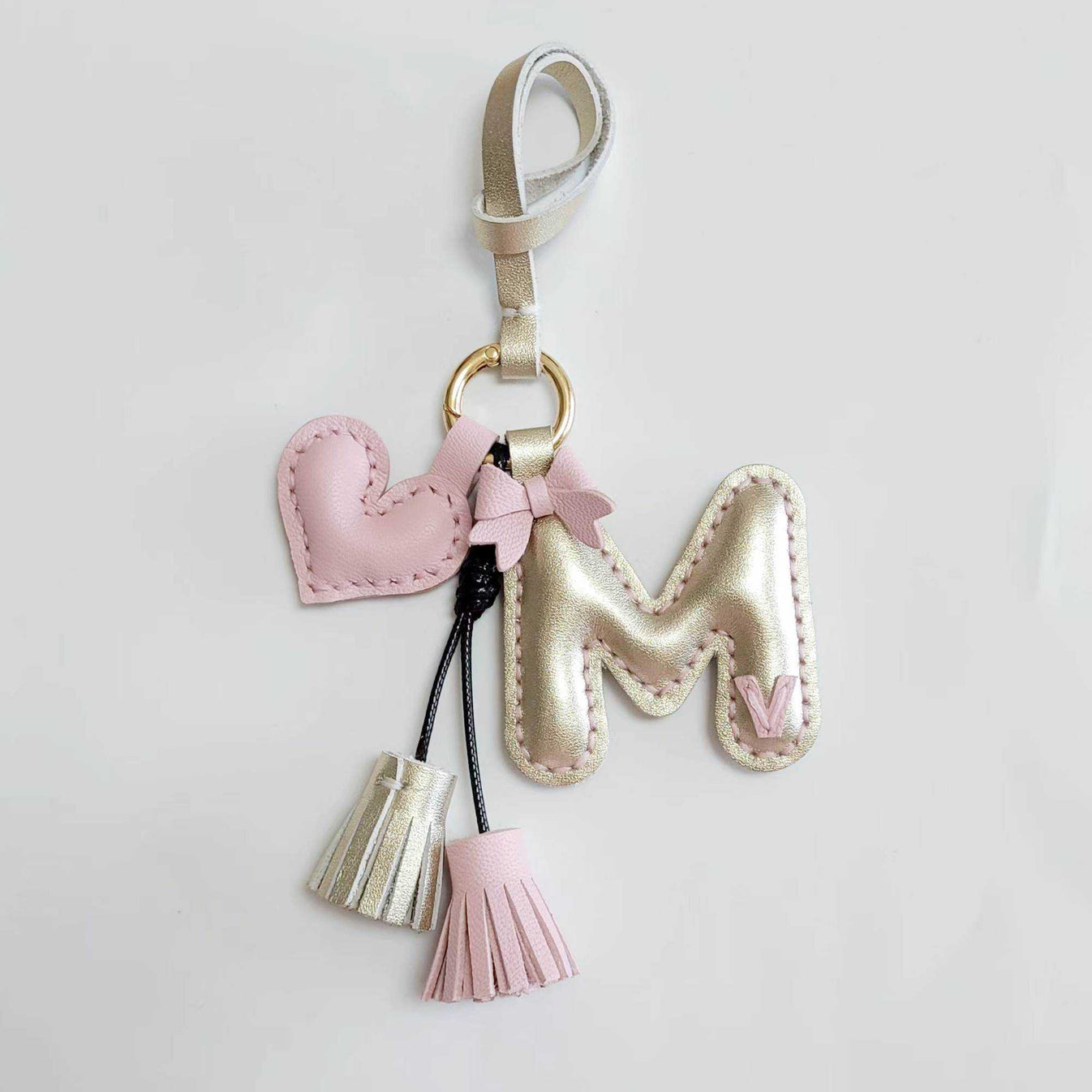 Letter Bag Charm - Custom Leather Initial keychain｜WittyWilding