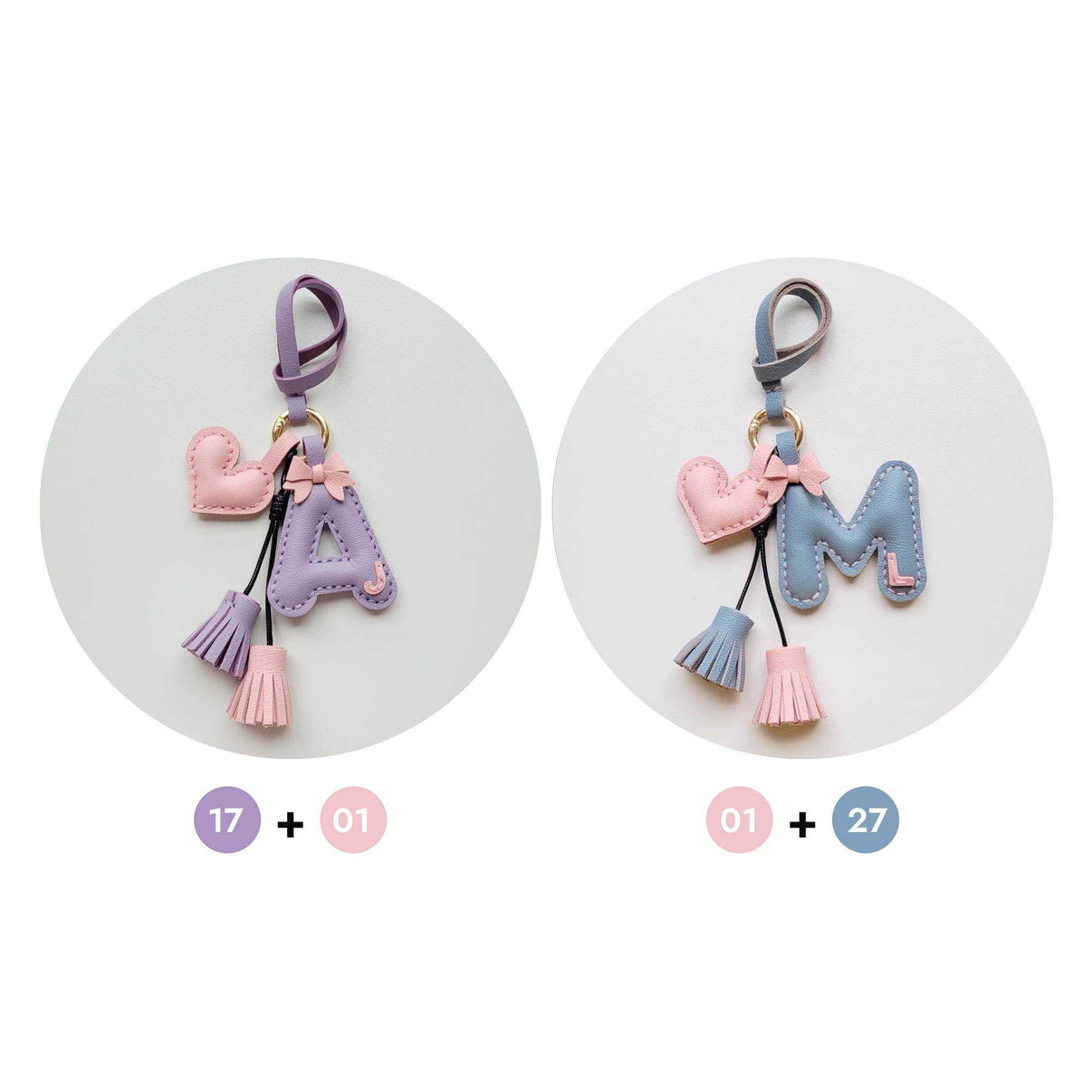 Letter Bag Charm - Custom Leather Initial keychain｜WittyWilding