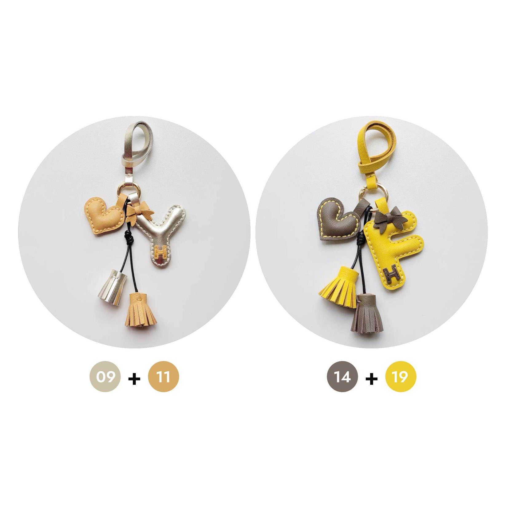 Letter Bag Charm - Custom Leather Initial keychain｜WittyWilding