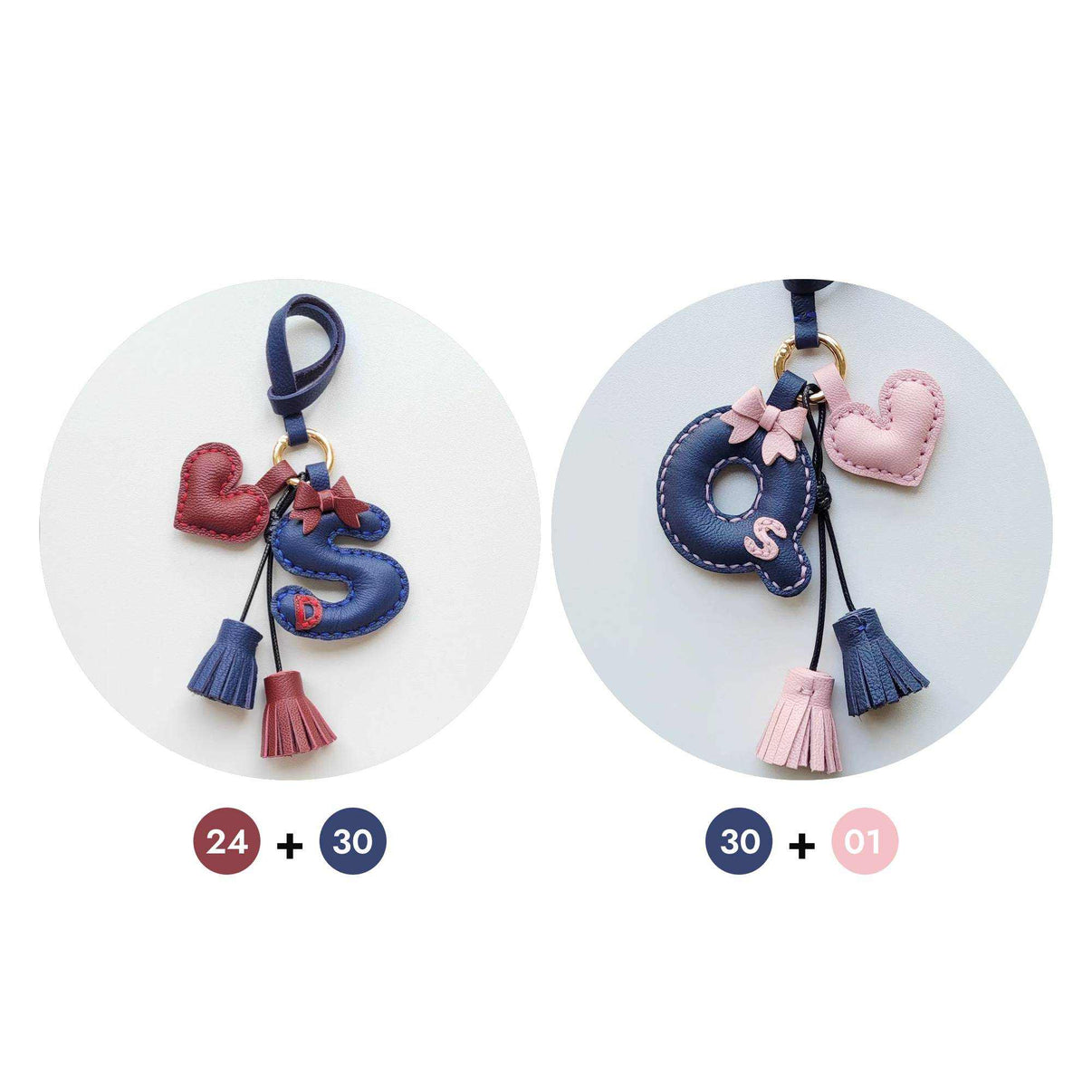 Letter Bag Charm - Custom Leather Initial keychain｜WittyWilding